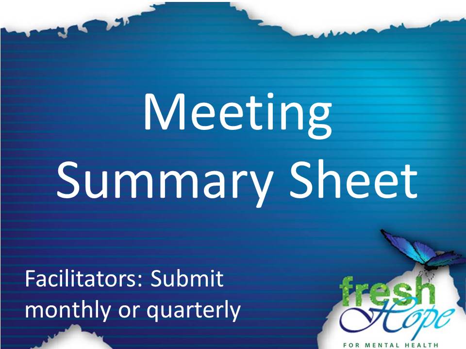 Meeting Summary Sheet FreshHope