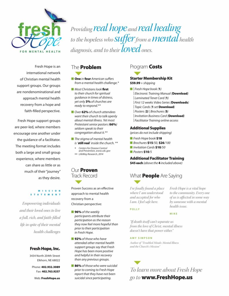Fresh Hope for Mental Health - Facilitator Resources