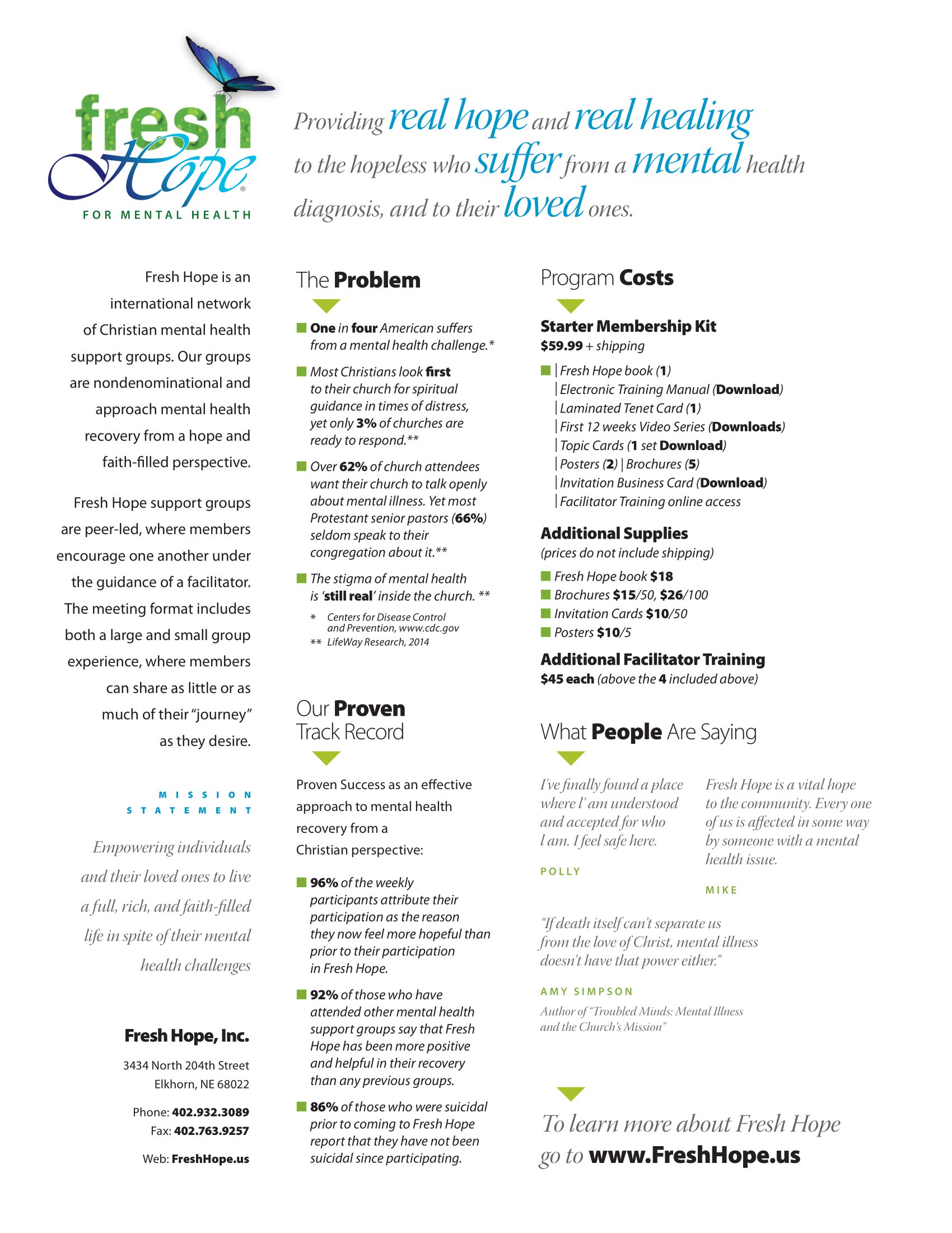 Fresh Hope for Mental Health - Facilitator Resources