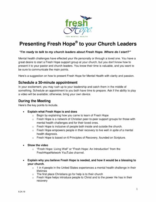 Fresh Hope for Mental Health - Facilitator Resources