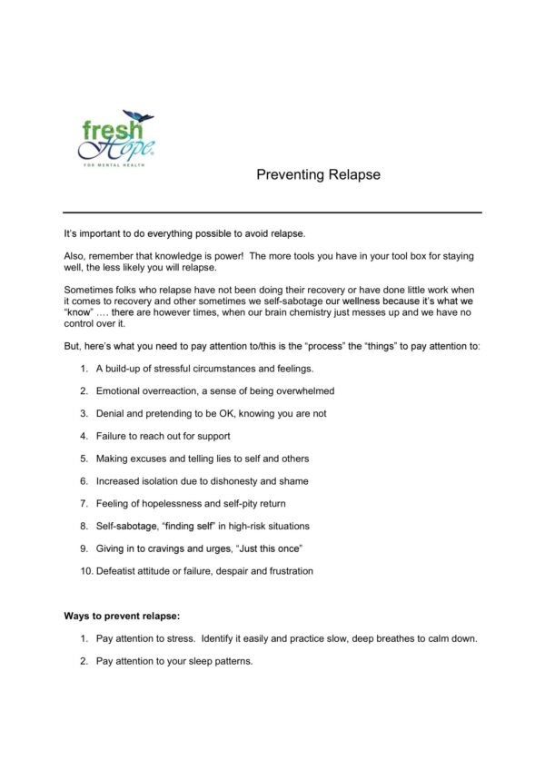 Fresh Hope for Mental Health - Facilitator Resources